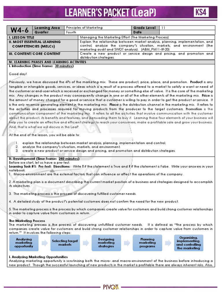 Q4 ABM Principles of Marketing 11 Week 4 6 | PDF | Marketing | Market ...