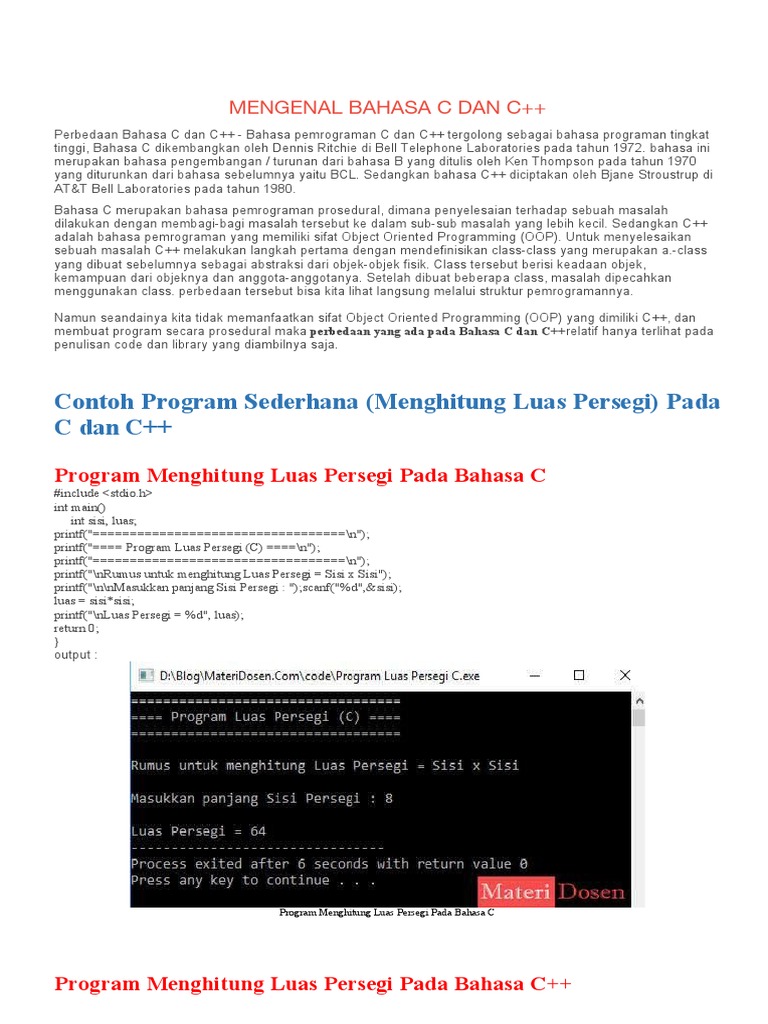 PERBEDAAN DAN KESERASIAN BAHASA C DAN C++ | PDF