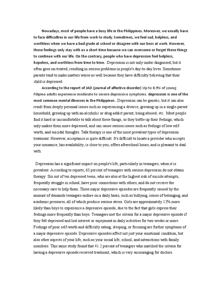 Essay Diass | PDF | Major Depressive Disorder | Depression (Mood)