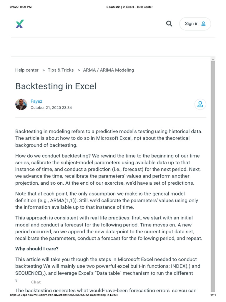 Backtesting in Excel - Help Center | PDF | Forecasting | Statistics