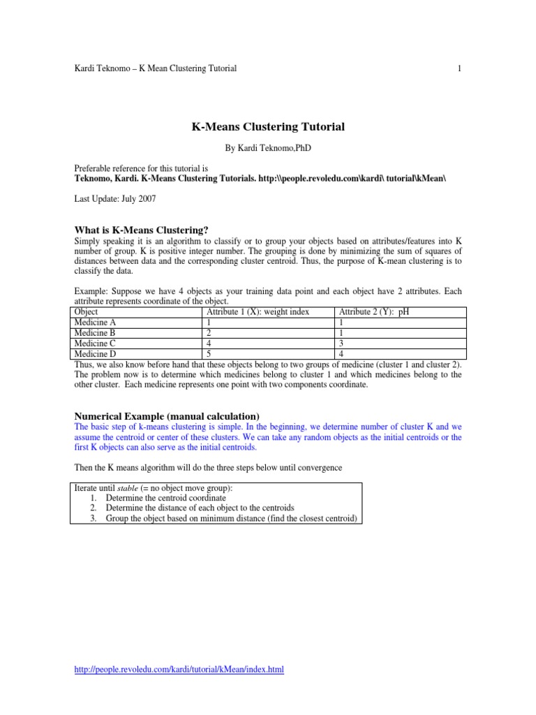 K Mean Clustering 1 Pdf Cluster Analysis Computer Programming