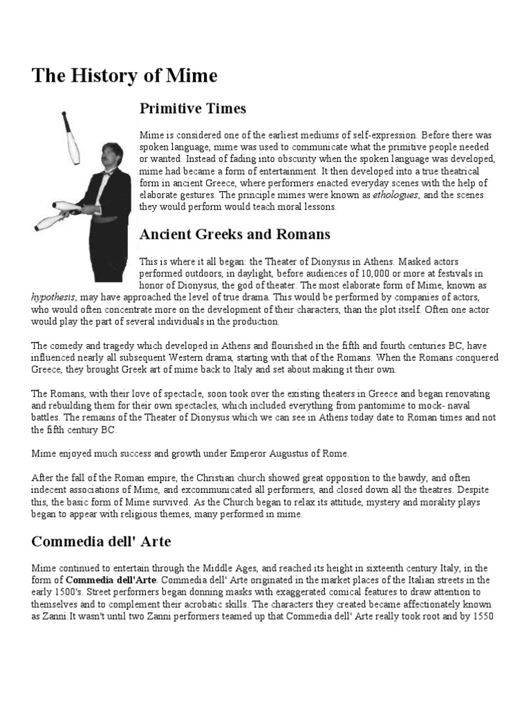 The History of Mime | PDF | Commedia Dell'arte | Theatre