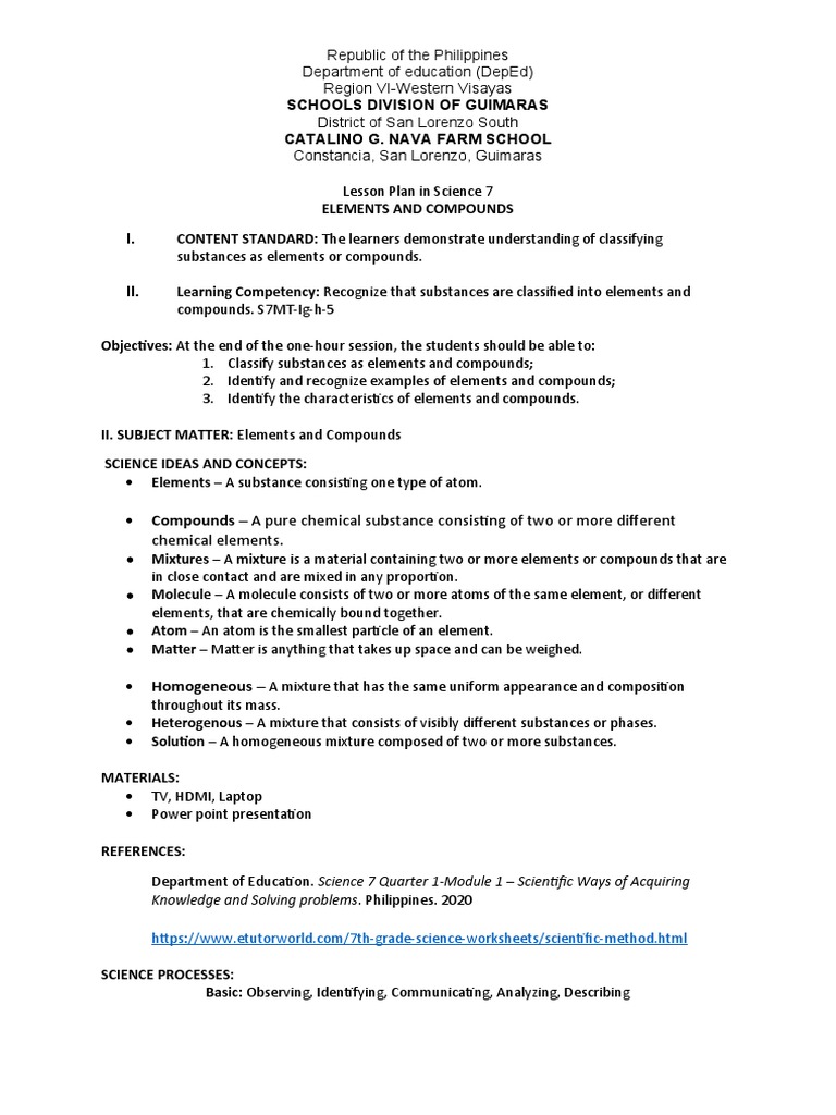 LP Elements and Compounds | PDF | Mixture | Chemical Substances