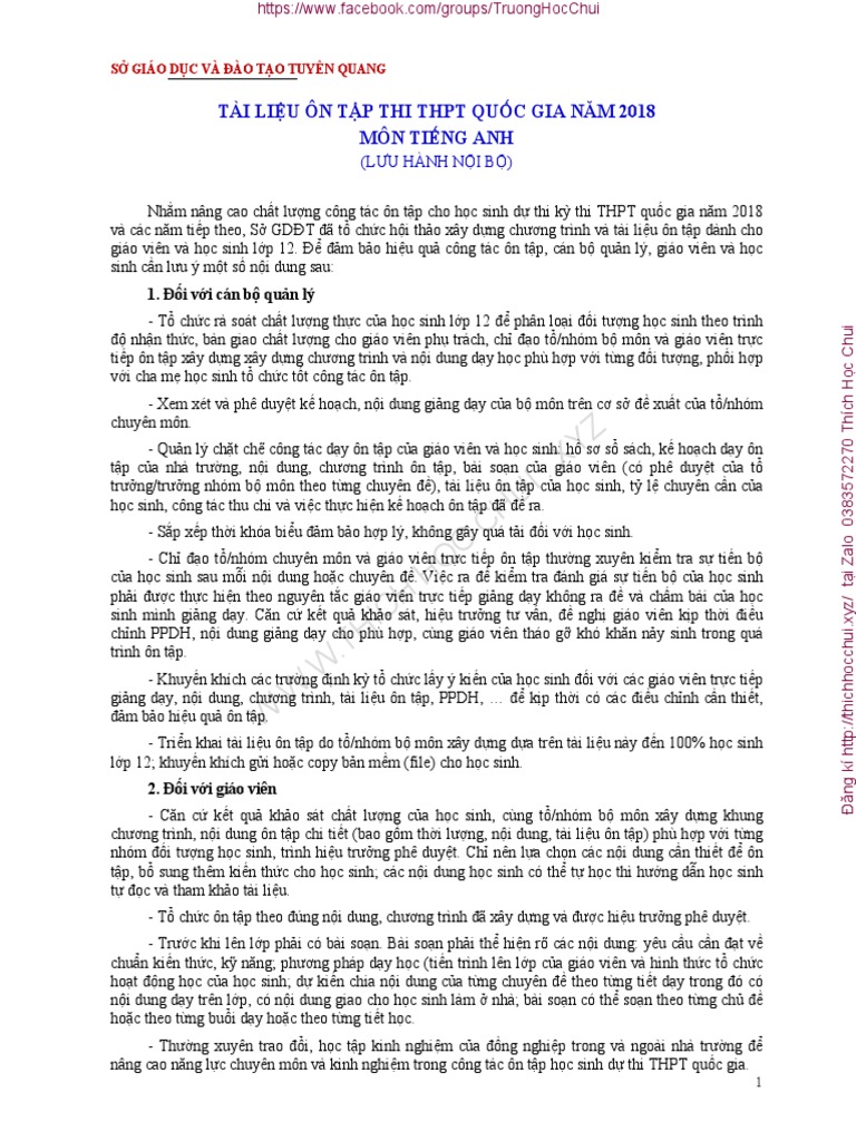 02.tai Lieu On Tap THPT 2017 - Danh Cho GV | PDF