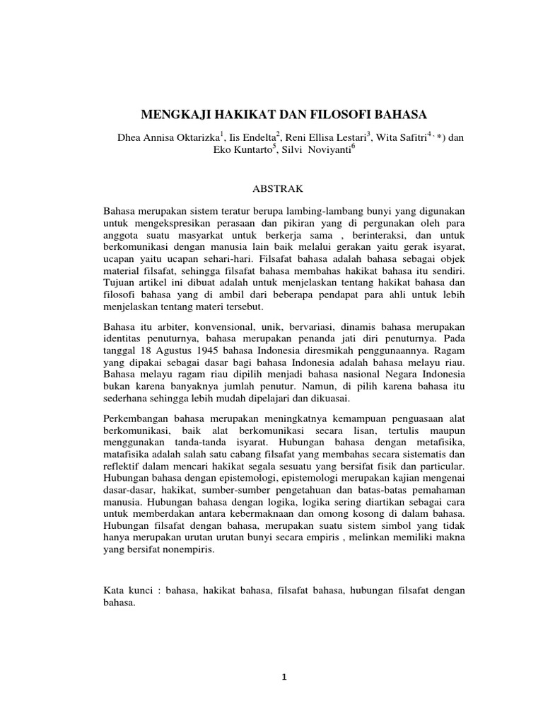 Mengkaji Hakikat Dan Filosofi Bahasa | PDF
