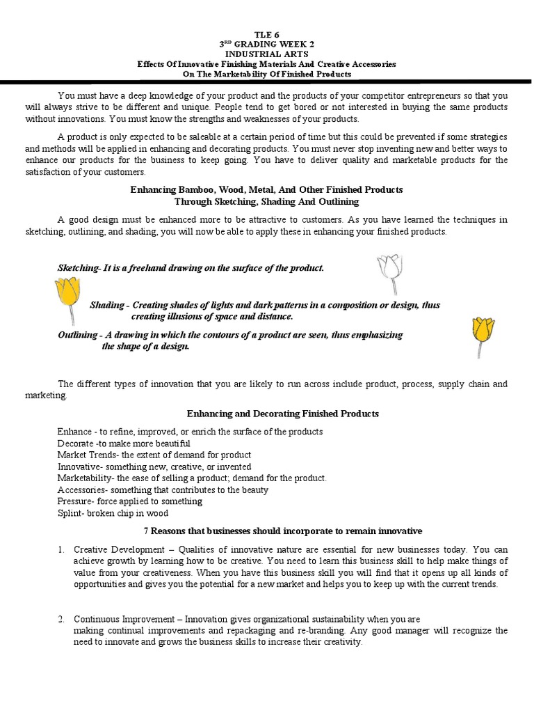 Tle 6 Week 4 | PDF | Innovation | Drawing