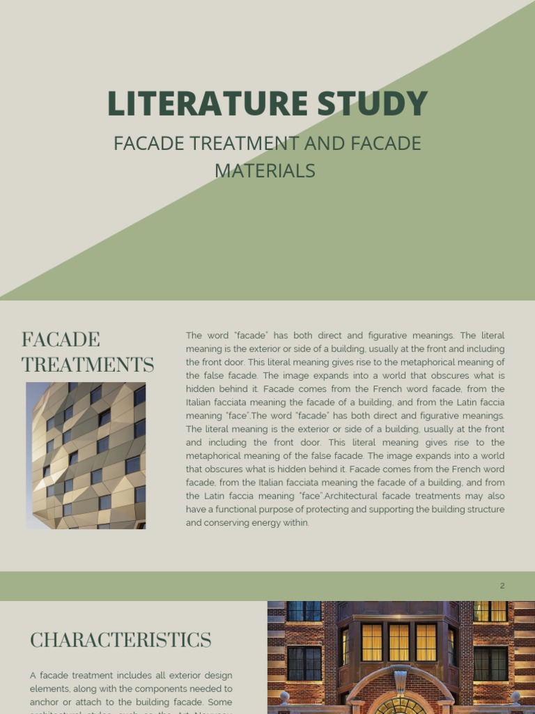 Facade Treatment LITERATURE STUDY | PDF | Wall | Building