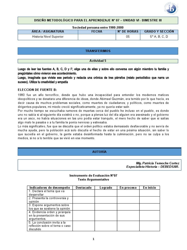 DMpA 5 - VIU - 5° - Historia | PDF