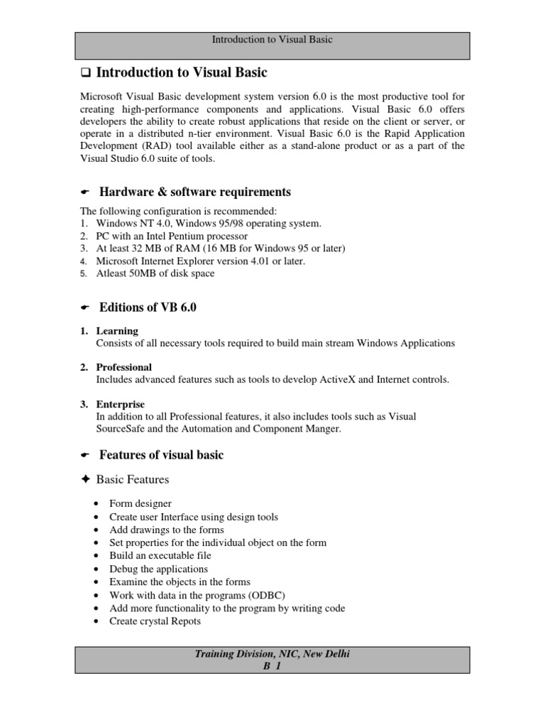 Vb Ide Pdf Dynamic Html Basic