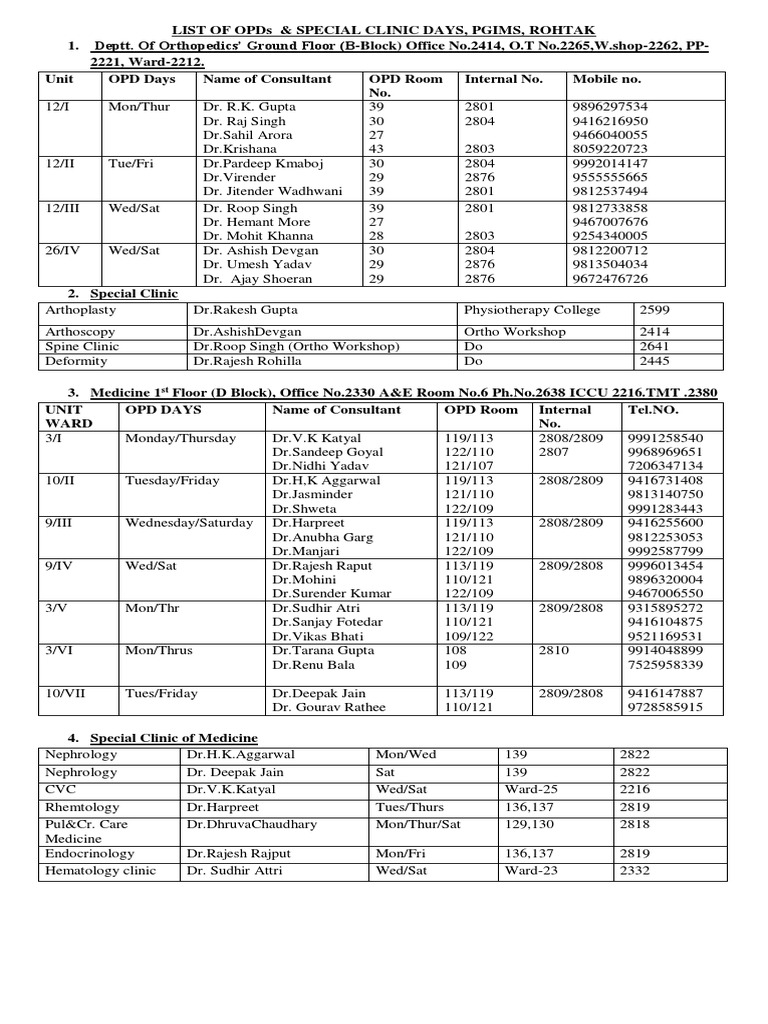 Opd Sch 060522 Pdf Clinical Medicine Medical Specialties