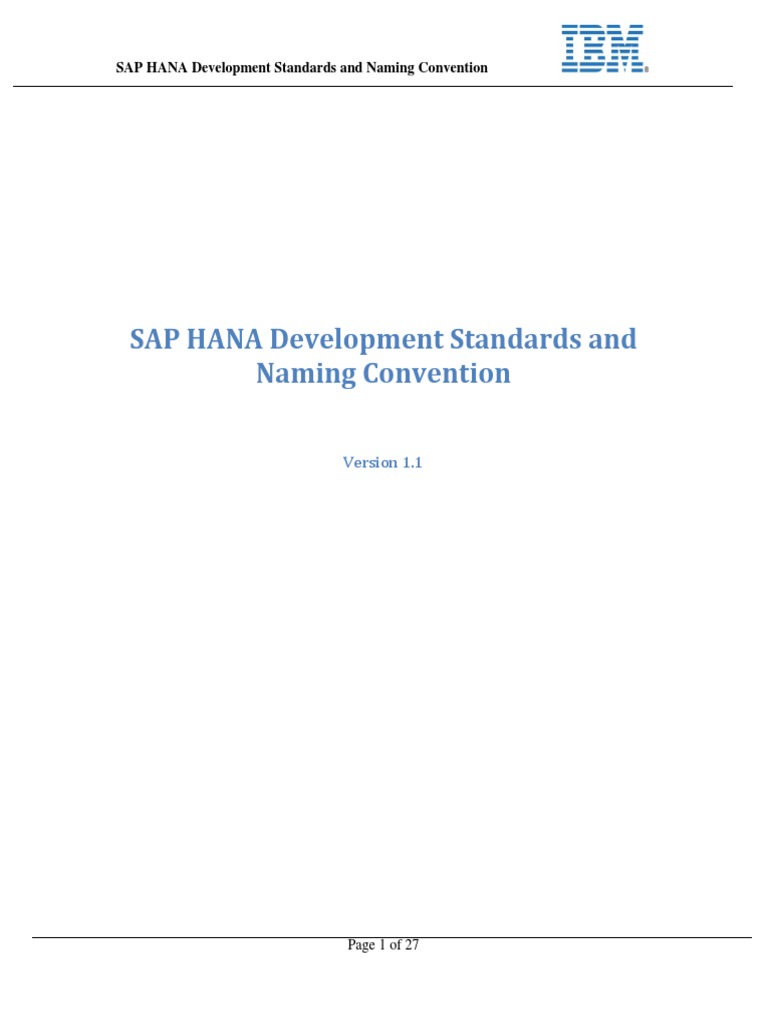 Development Standards and Naming Conventions for SAP HANA Objects | PDF Development Standards and Naming Conventions for SAP HANA Objects | PDF