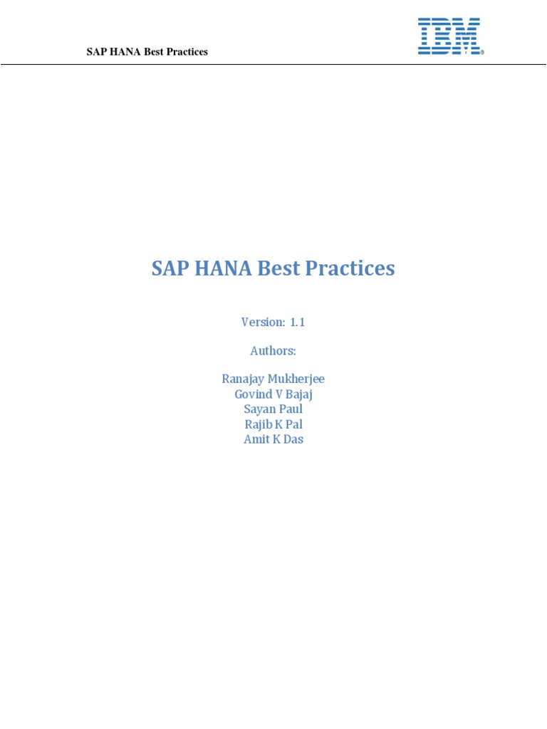 SAP Enterprise HANA Best Practices V1.1 | PDF | Databases | Software