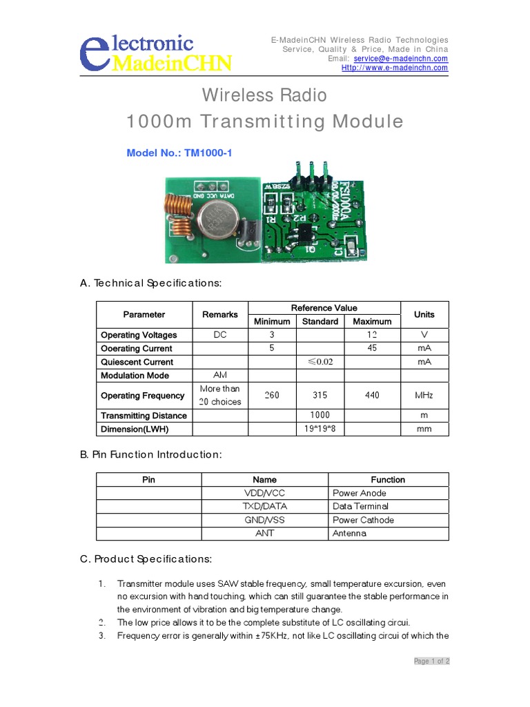 TM1000 1 | PDF | Transmitter | Radio