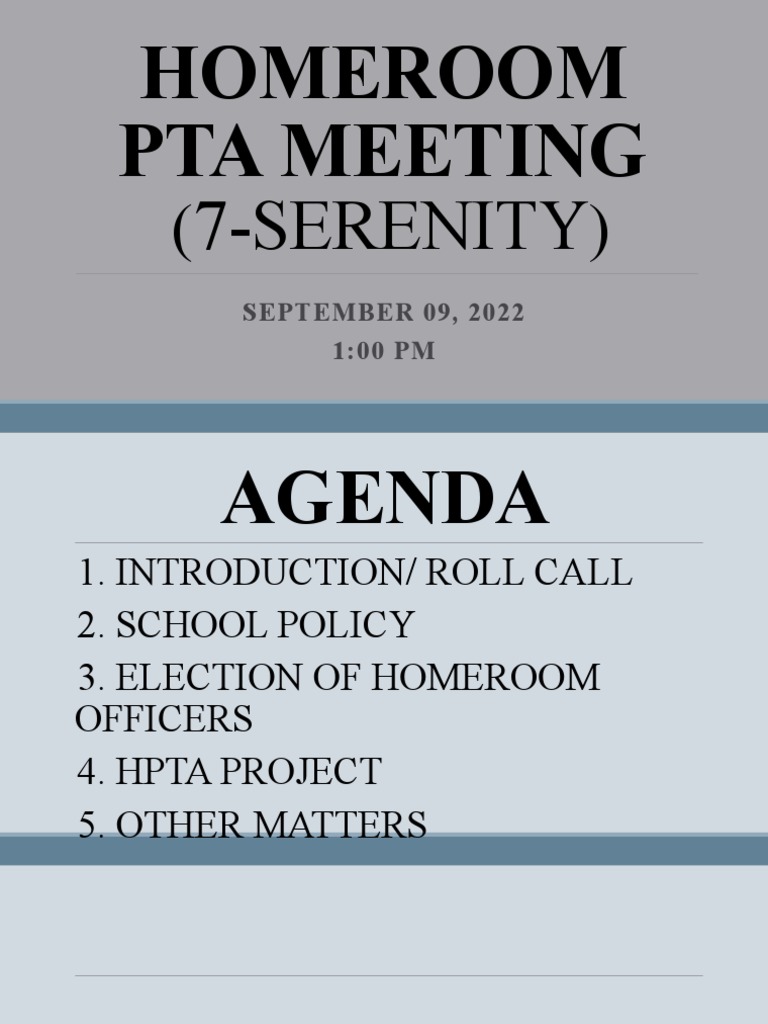 Homeroom Pta Meeting | PDF