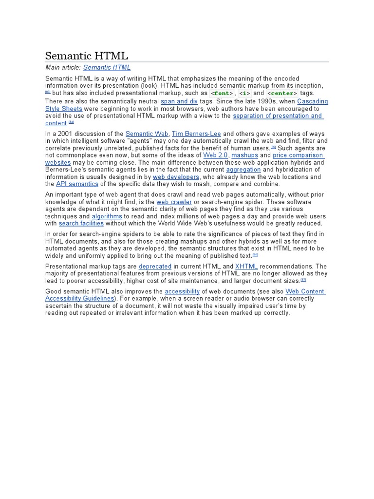 Semantic HTML | Download Free PDF | Html | World Wide Web