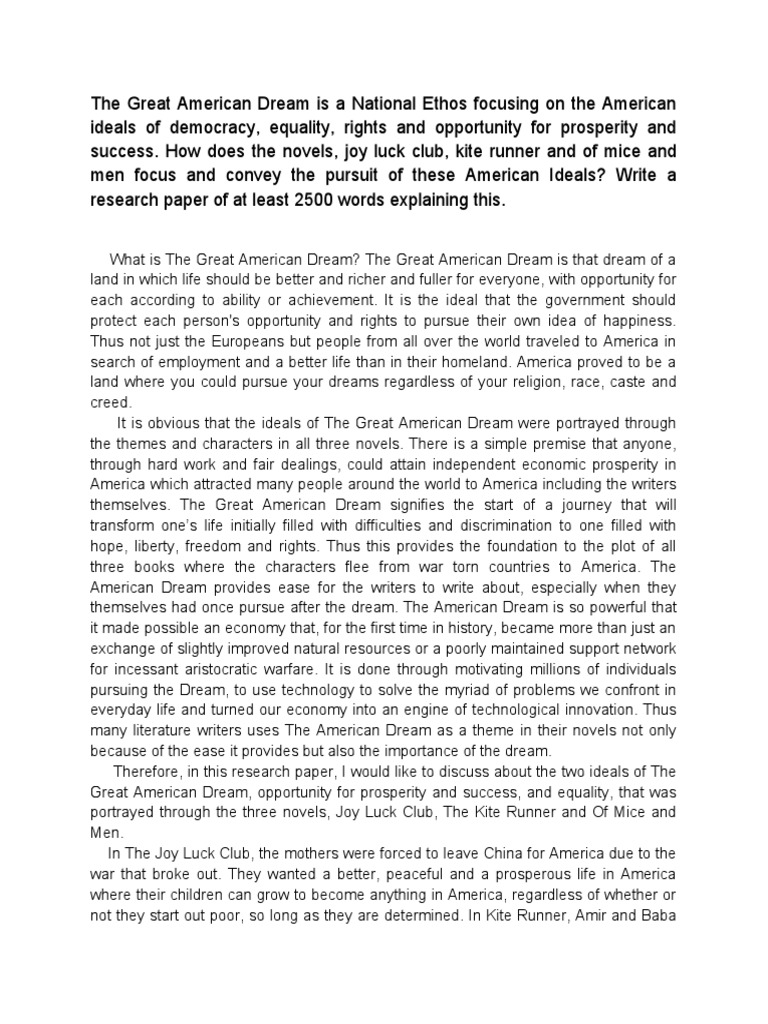 Great American Dream Research Paper | PDF | American Dream | Sexism