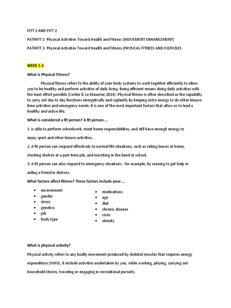 Fitt 1 and Fitt 2 | PDF | Strength Training | Physical Fitness