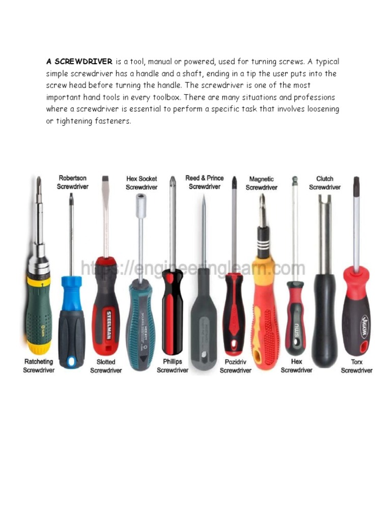 A SCREWDRIVER Is A Tool | PDF | Screw | Drill