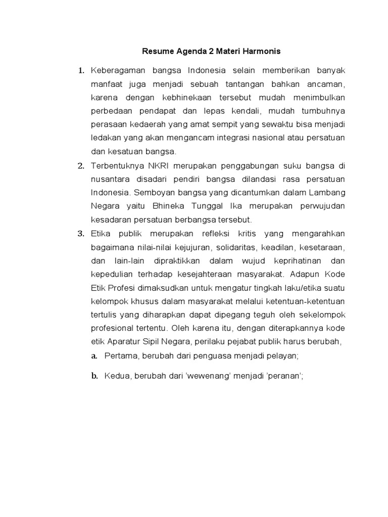 Resume Agenda 2 Materi Harmonis | PDF