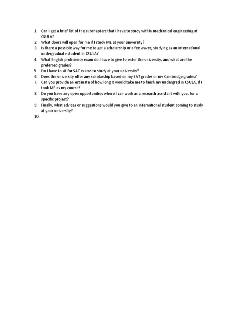 Questions For CSULA | PDF