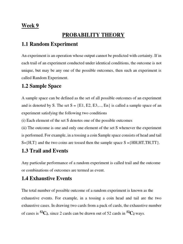 Week 9 Probability | PDF | Probability | Mathematics
