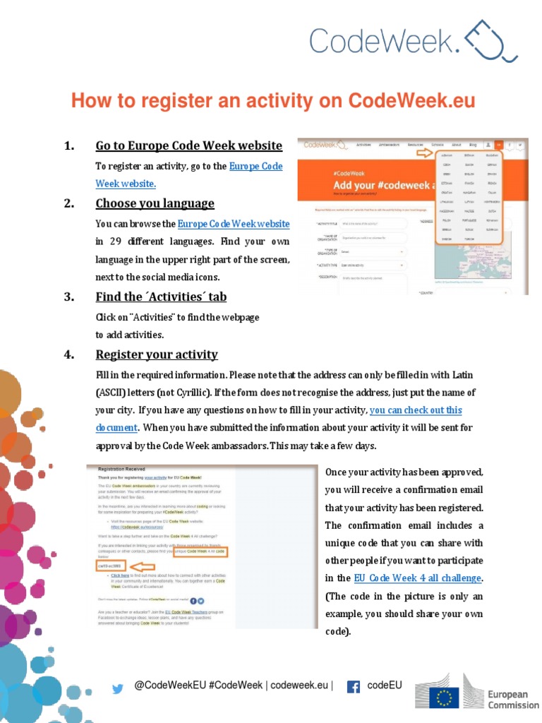 02-How To Register An Activity in EU Code Week | PDF