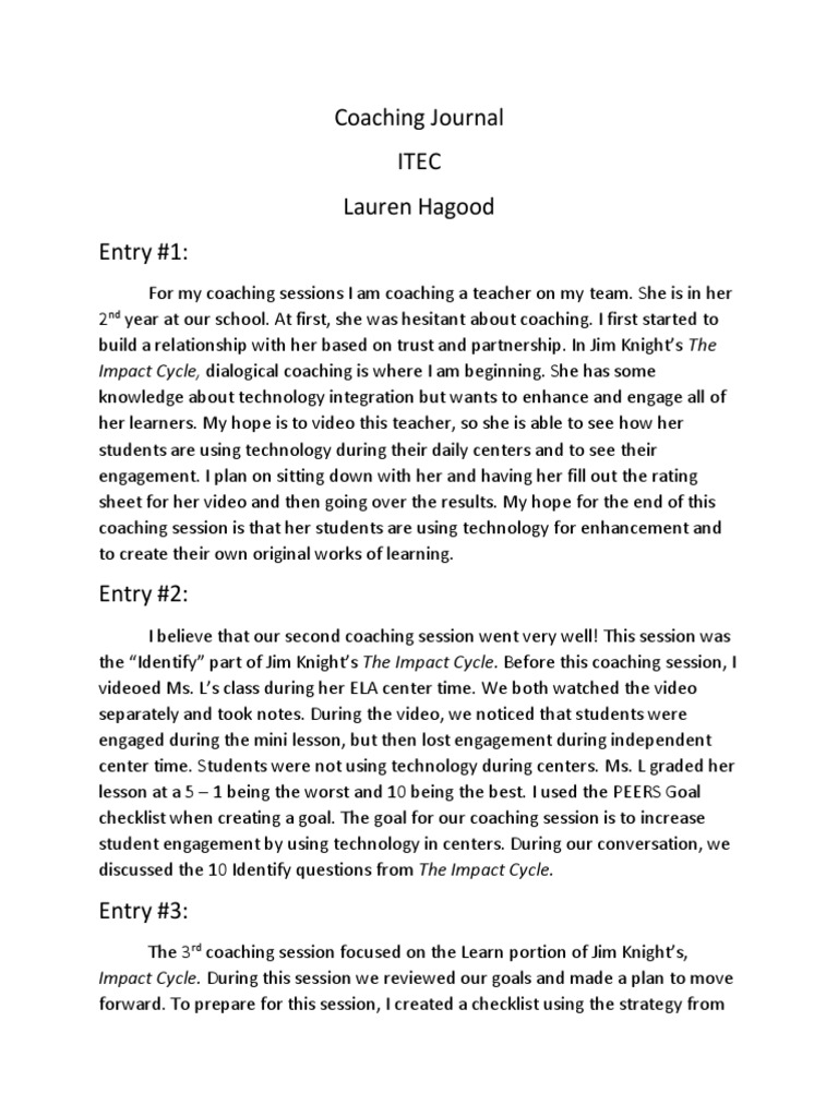 Coaching Journal | PDF | Cognitive Science | Communication