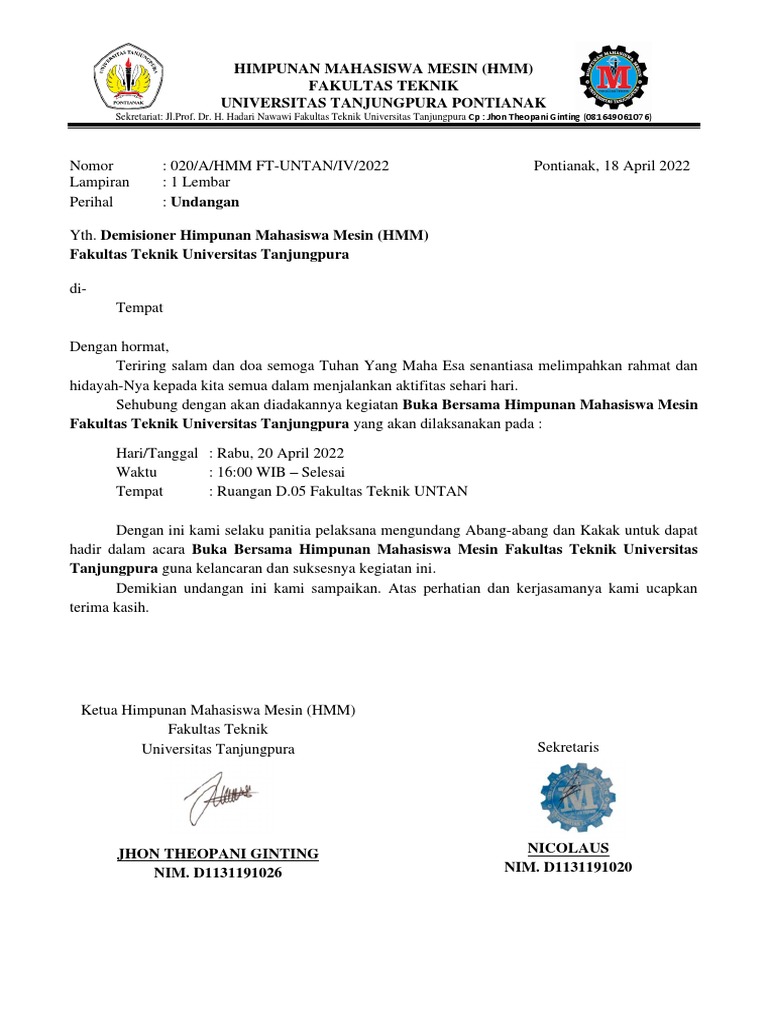 Undangan Buka Bersama HMM UNTAN | PDF