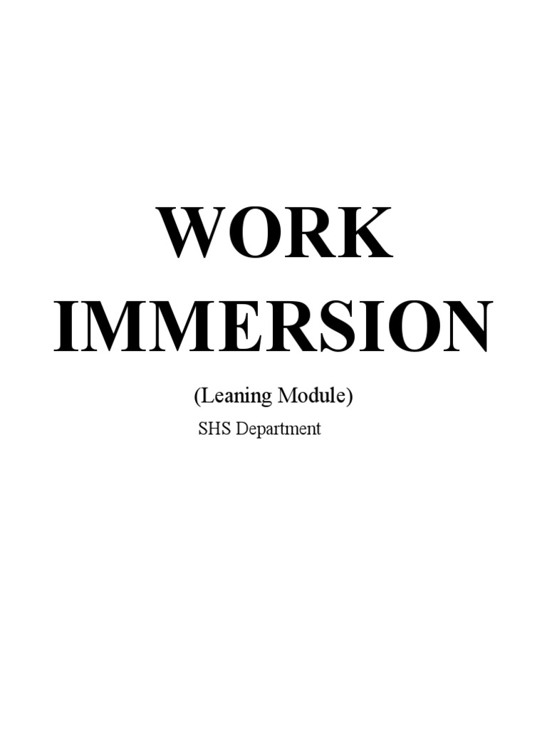 Work Immersion Module | Download Free PDF | Résumé | Employment