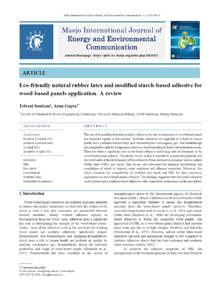 View of Eco-Friendly Natural Rubber Latex and Modified Starch-Based ...