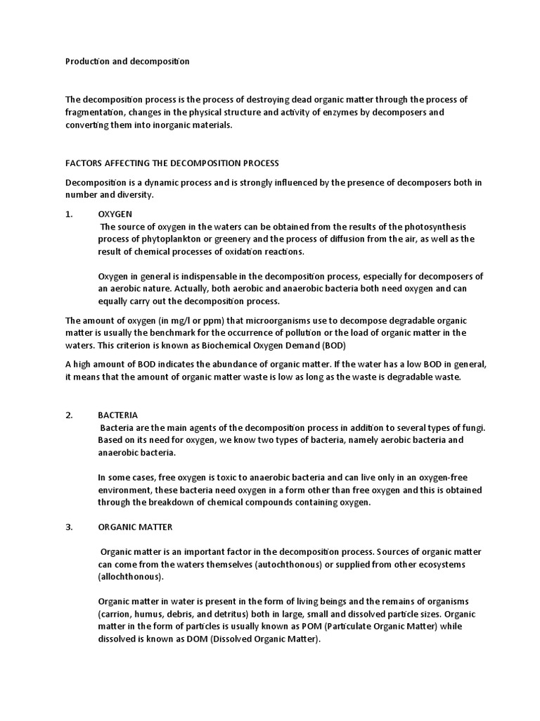 Production and Decomposition | PDF
