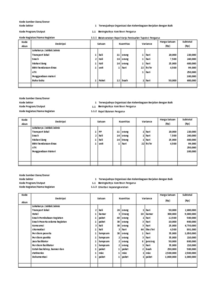 Budget Perencanaan Pengembangan Organisasi | PDF