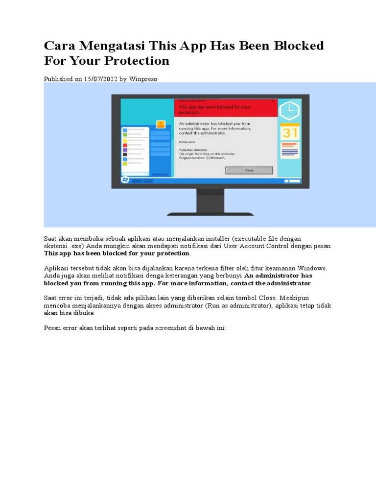 Atasi "App Blocked for Protection" di Windows | PDF