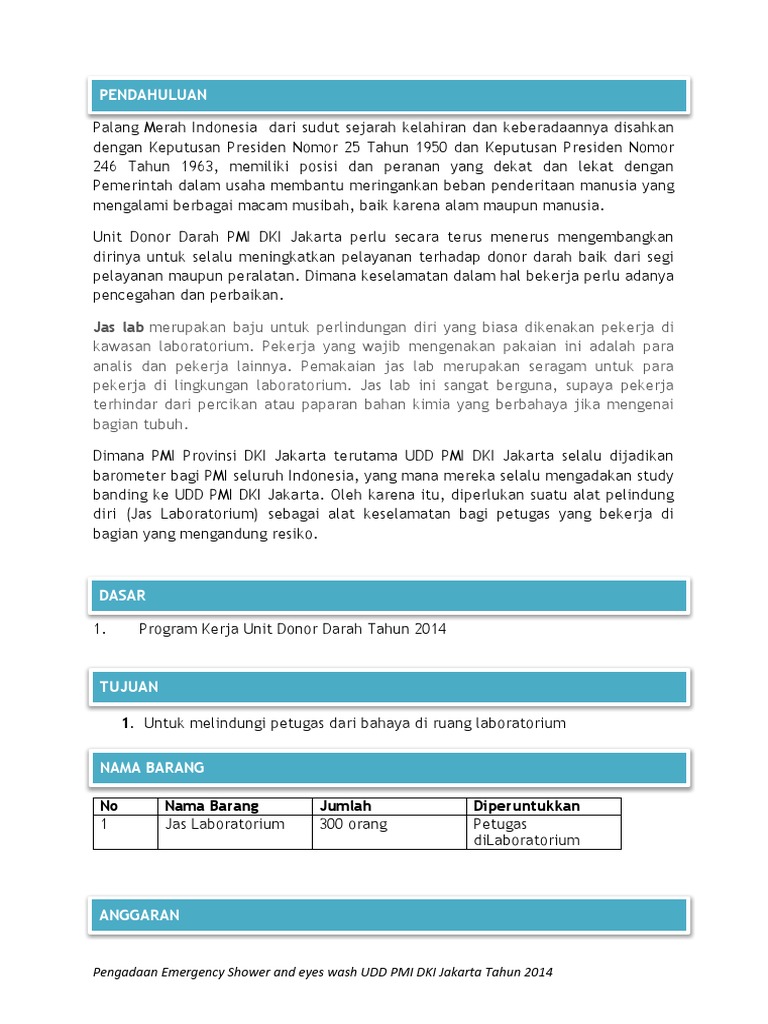 Pengadaan Jas Lab untuk PMI DKI Jakarta | PDF | Sains & Matematika