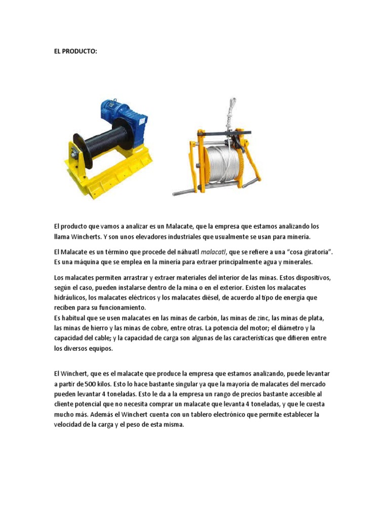 Winchert: Malacate Minero Eficiente | PDF | Hogar, jardinería y bricolaje