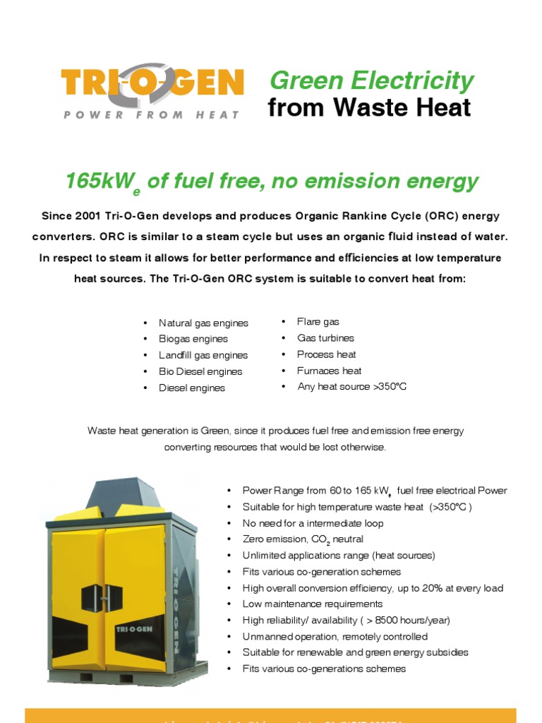 Brochure Triogen | PDF | Cogeneration | Engines