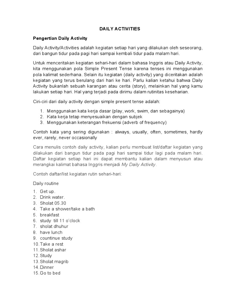 Meeting 2 Daily Activities | PDF