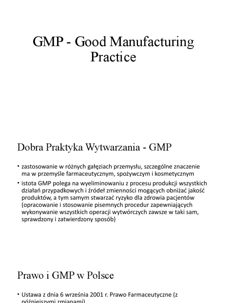 GMP - Good Manufacturing Practice | PDF