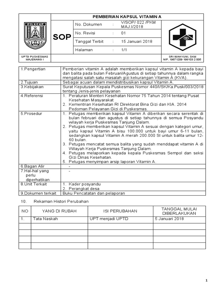 SOP Pemberian Vit A | PDF