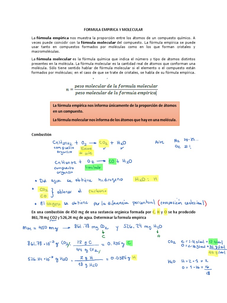 Formula Empirica y Molecular | PDF | Compuestos químicos | Moléculas