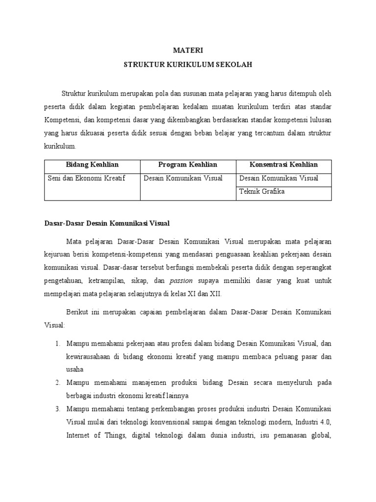 Materi Struktur Kurikulum DKV | PDF