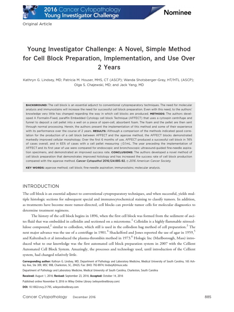 A Novel, Simple and Effective Method for Cell Block Preparation Called ...