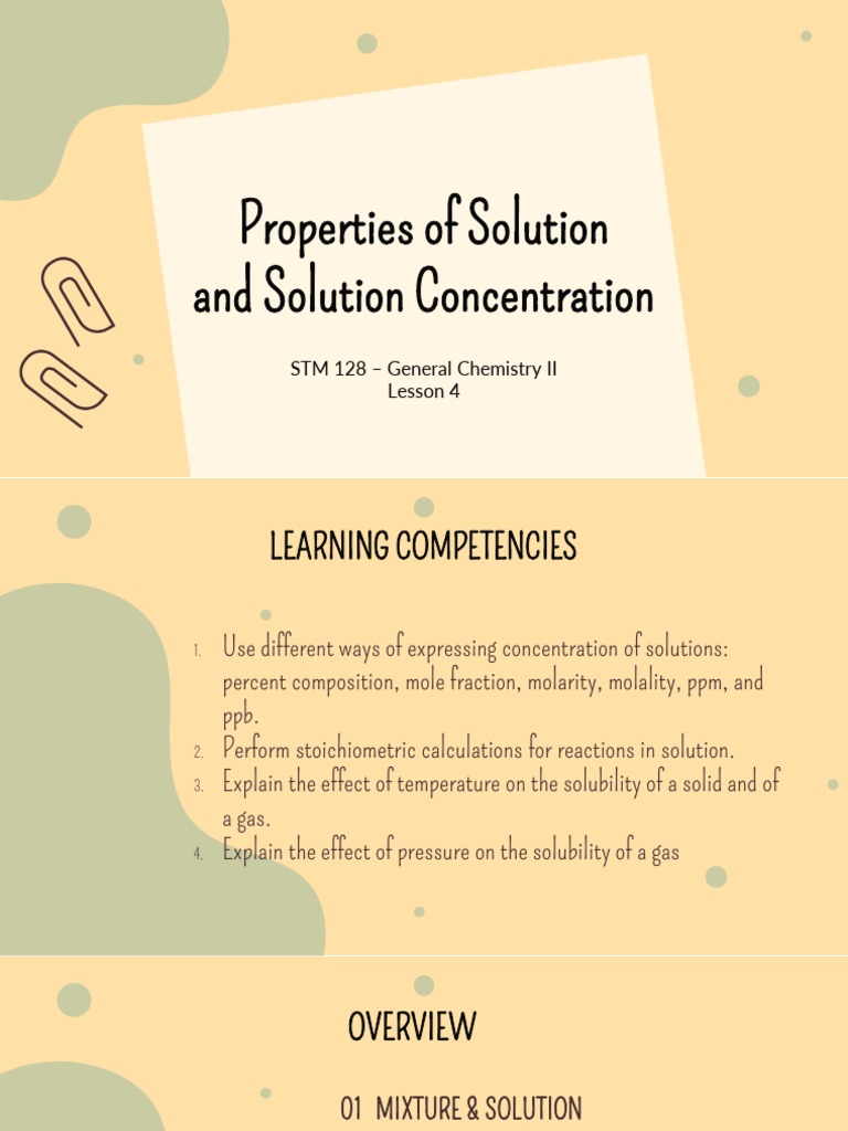 Lesson 4 Solution Chemistry | PDF | Solubility | Parts Per Notation