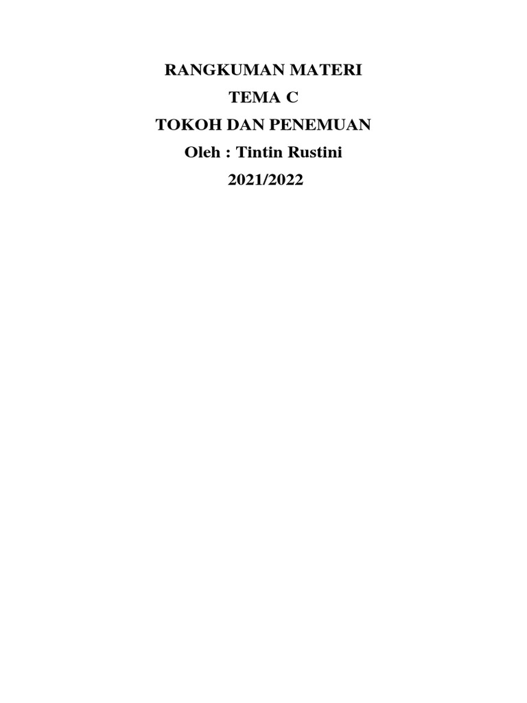 Rangkuman Materi Kelas 6 Tema C | PDF