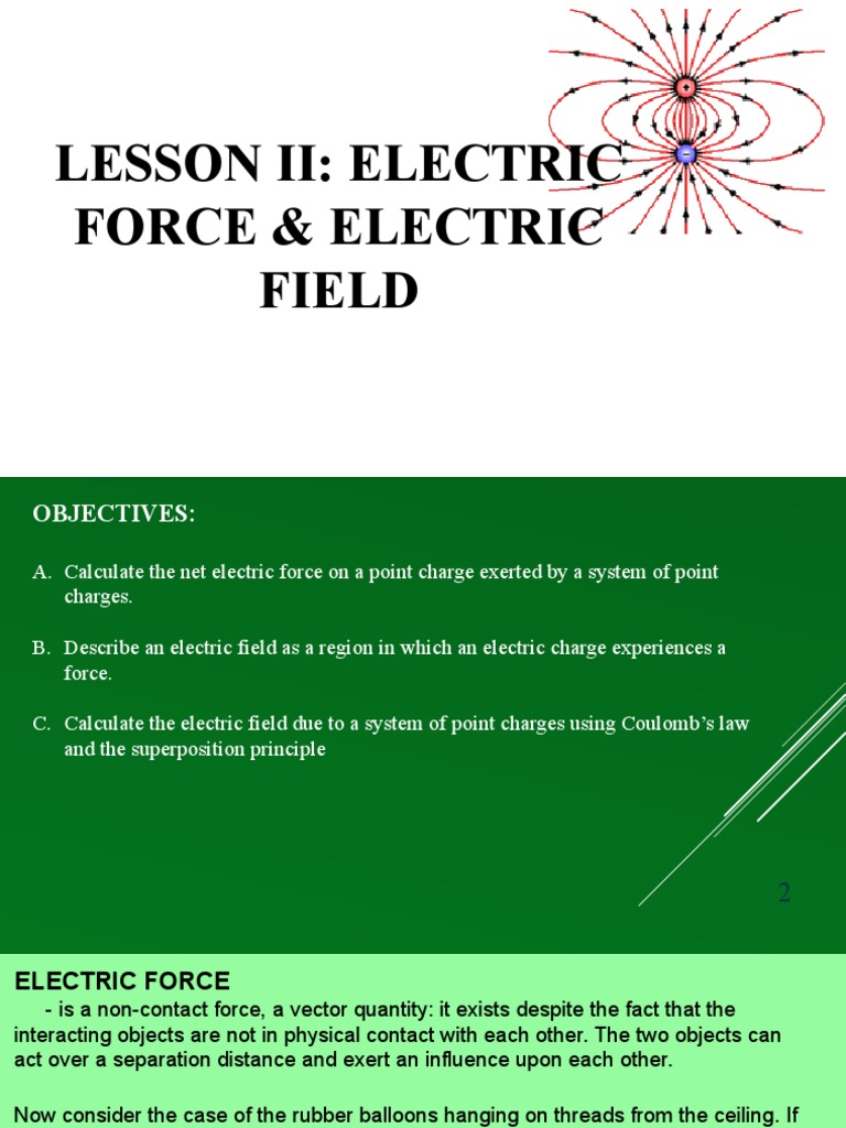 Lesson2 Electric Force Field | PDF | Electric Field | Electric Charge