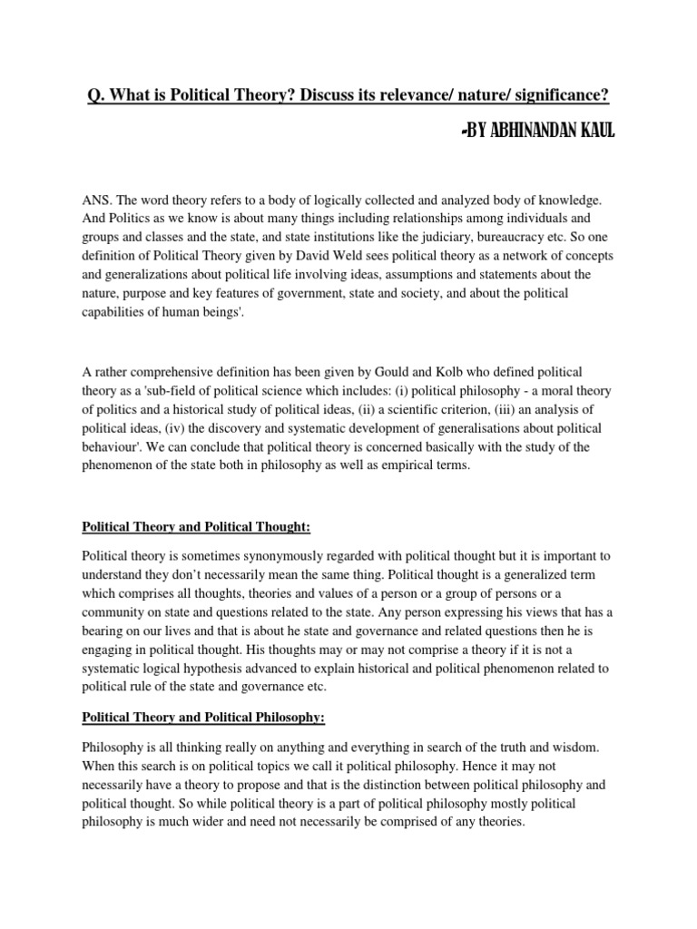 Political Science Sem 1 Notes | PDF | Liberty | Theory