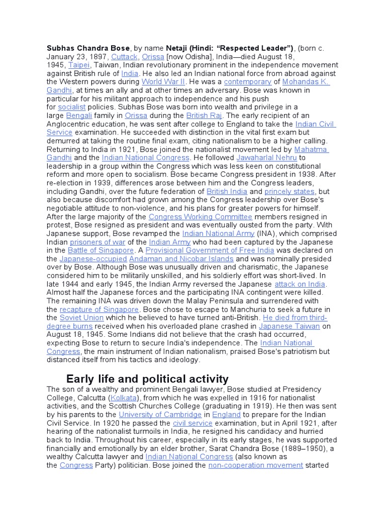 Forward Bloc and Ina | PDF | Independence Movements | India–United ...