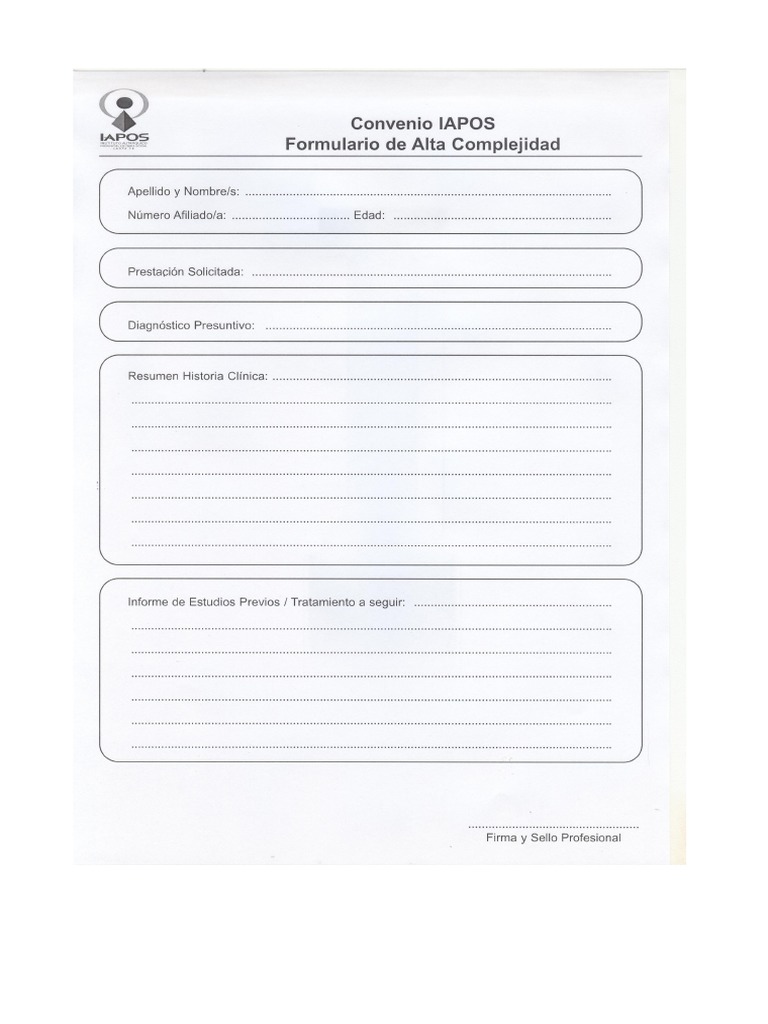 Formulario de Alta Complejidad | PDF