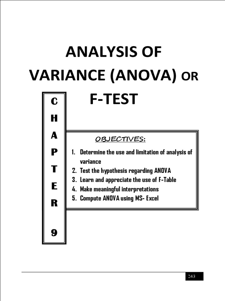 Anova Pdf Analysis Of Variance F Test