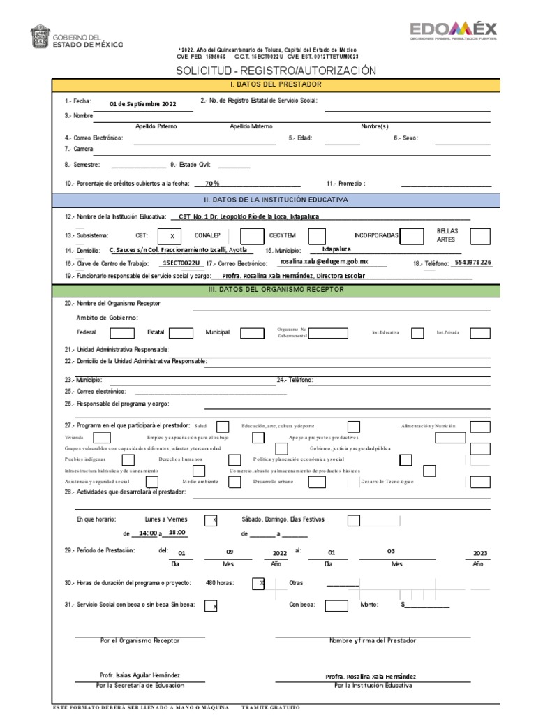 Solicitud de Servicio Social CONALEP | PDF